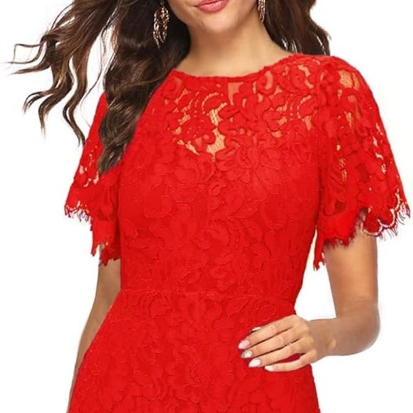 MSLG | Dresses | Red Lace Mini Dress Nwt | Poshmark